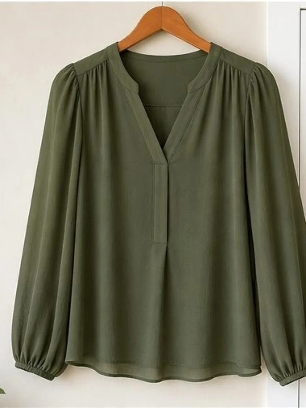 Tops | Olive Puff Sleeve Top | Poshmark